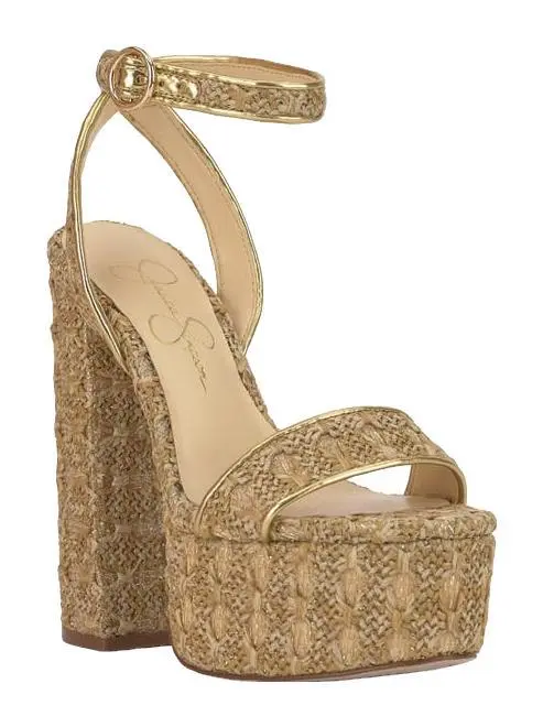 Jessica Simpson Axtyn Ankle Strap Platform Sandal - Natural/gold