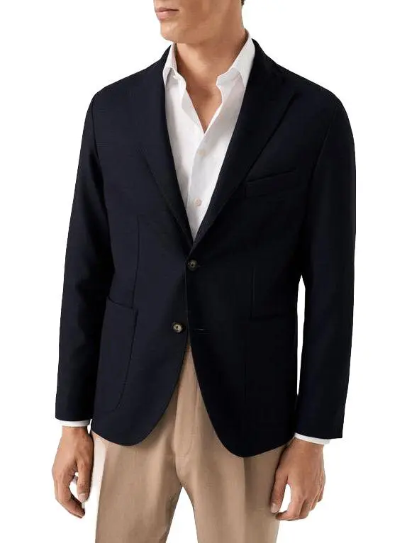 Eton Lana Tailored Fit Tech Soft Wool Blazer - Navy