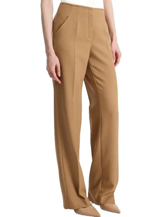 Santorelli Della Crepe Straight-leg Trousers - Dune Sand