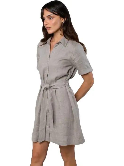 LEISURE LAB Linen Montage Dress - Cappuccino