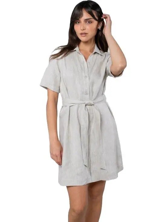 LEISURE LAB Linen Montage Dress - Oatmeal