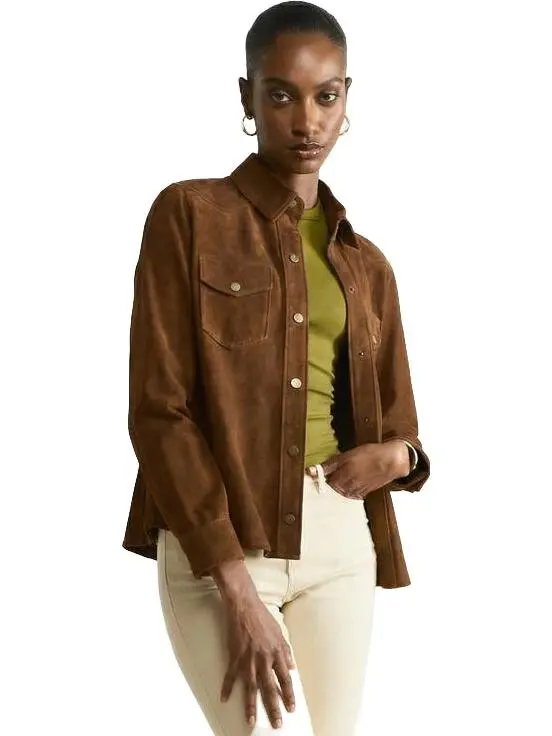 FURNIQ UK Juliet Suede Shirt - Chestnut