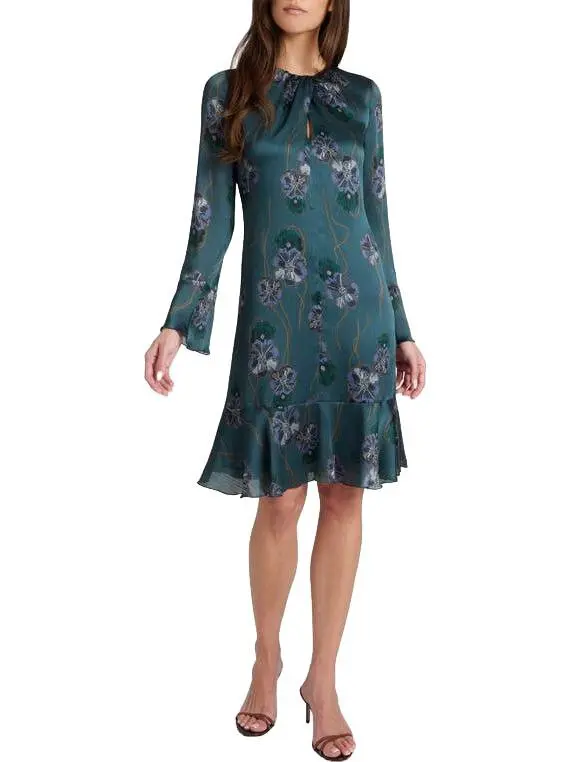 Santorelli Drake Long Sleeve Printed Shift Dress - Steel Teal