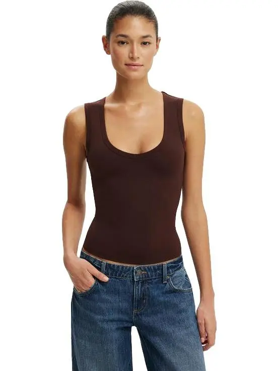 COTTON ON Hold Me V Neck Tank - Dark Oak