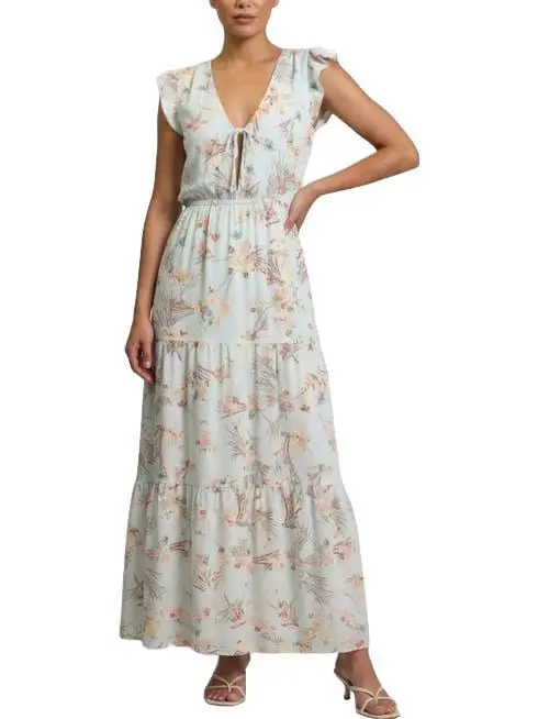 Rachel Rachel Roy Alice Maxi Dress With Flutter Sleeves - Sky Floral
