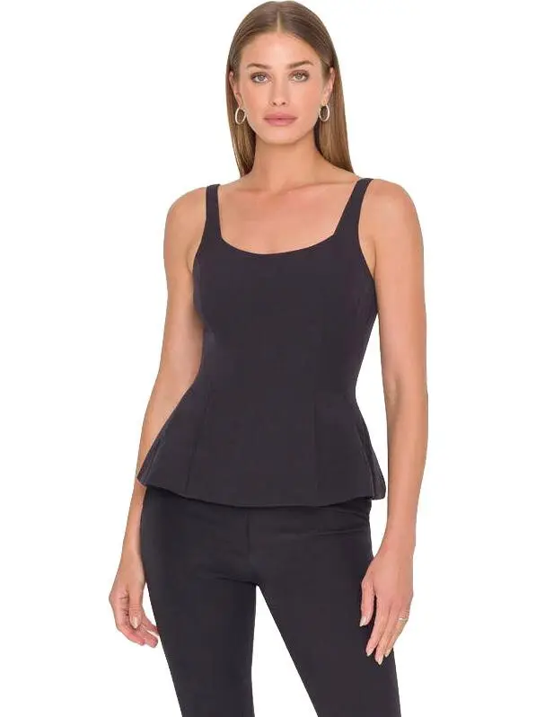 Generation Love Crepe Peplum Top - Black