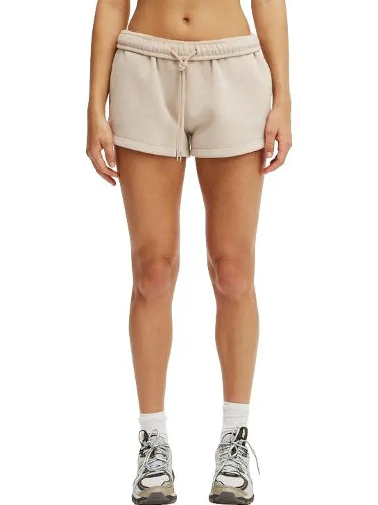 Cotton:on Active Plush Classic Mini Short - Sesame Marle