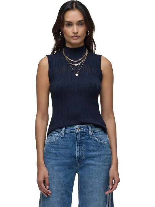 Hudson Jeans Mock Neck Sweater Tank - Navy
