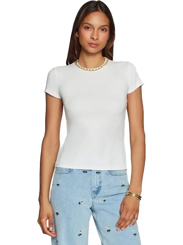Generation Love Pearl Embellished Knit Top - White