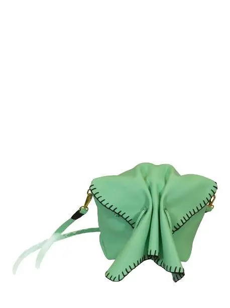 Carlos Falchi Butterfly Top Grain Leather Shoulder Bag - Lime