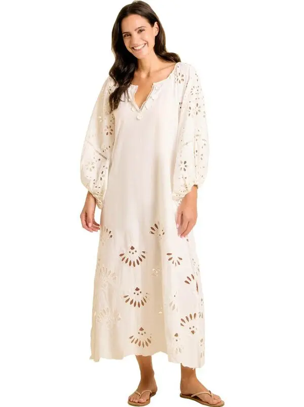 SITANO Donna Eyelet Maxi Dress - White