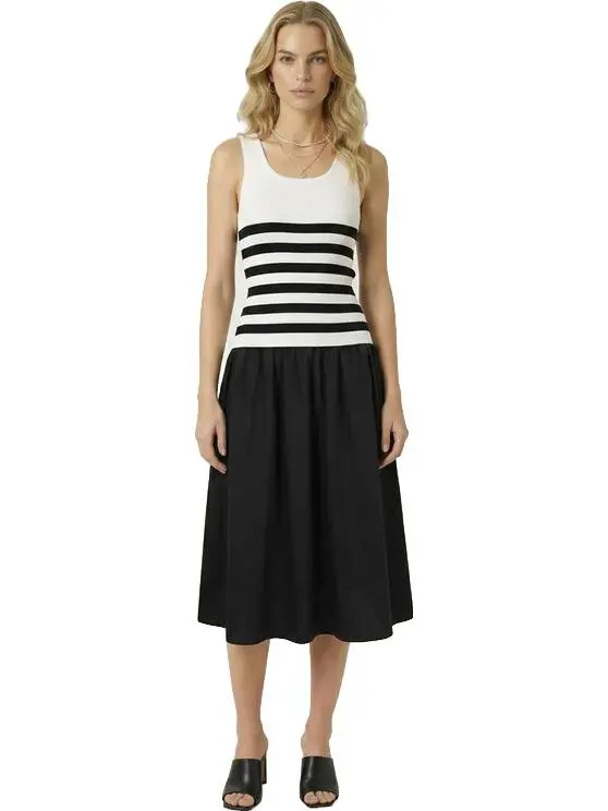 MODENAIRE Striped Knit Tank Contrast Dress - Black/white Stripes