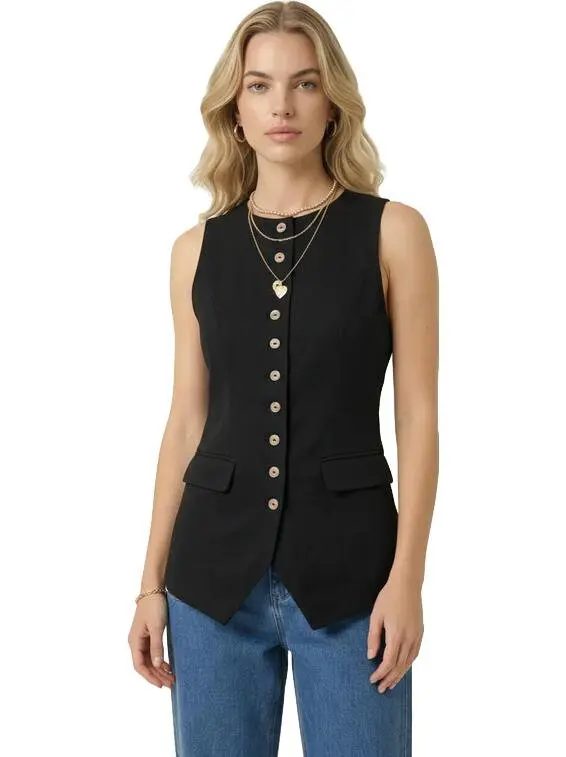 MODENAIRE Tailored Sleeveless Vest - Black