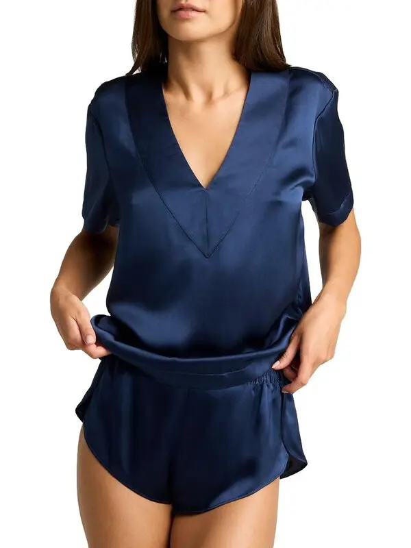 NEGATIVE UNDERWEAR Eclipse Washable Silk V-top - Navy