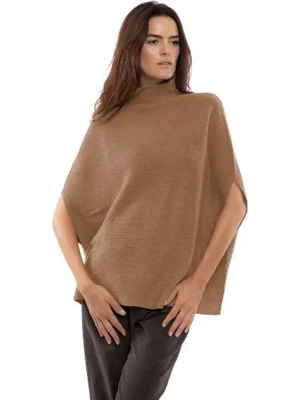 MONTICELLI CASHMERE Cashmere Funnel Neck Poncho - Camel