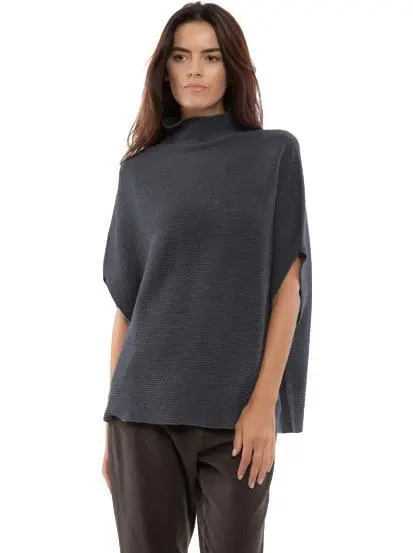 MONTICELLI CASHMERE Cashmere Funnel Neck Poncho - Charcoal