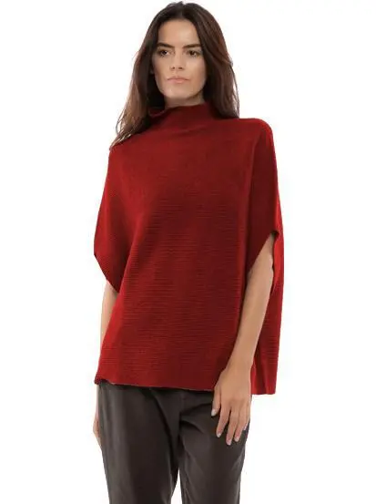 MONTICELLI CASHMERE Cashmere Funnel Neck Poncho - Chianti