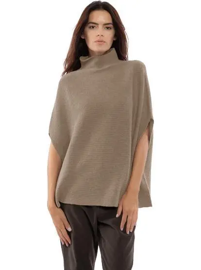 MONTICELLI CASHMERE Cashmere Funnel Neck Poncho - Taupe