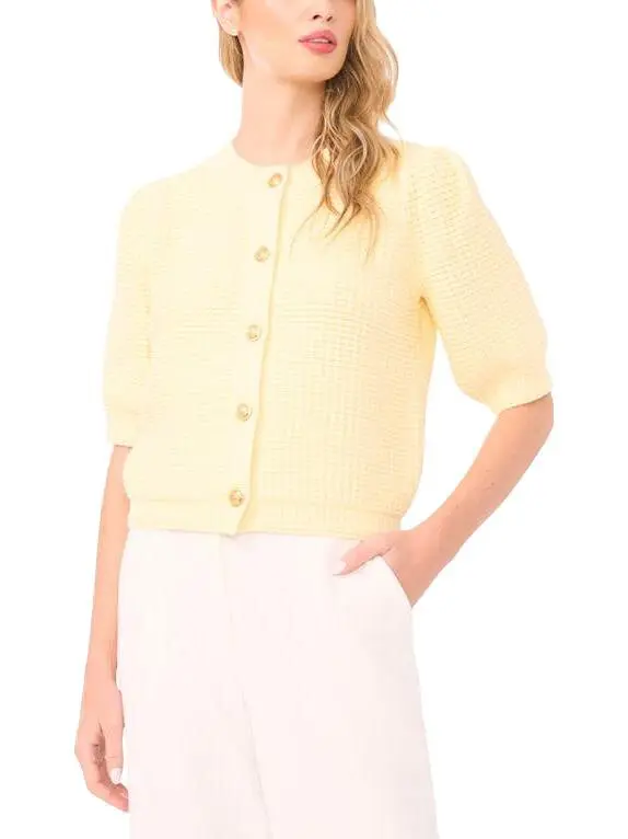 Halogen Button-front Sweater - Pastel Yellow