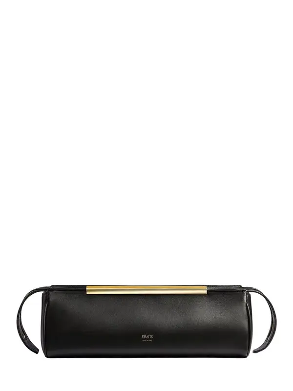 Khaite Donna Leather Evening Clutch - Black