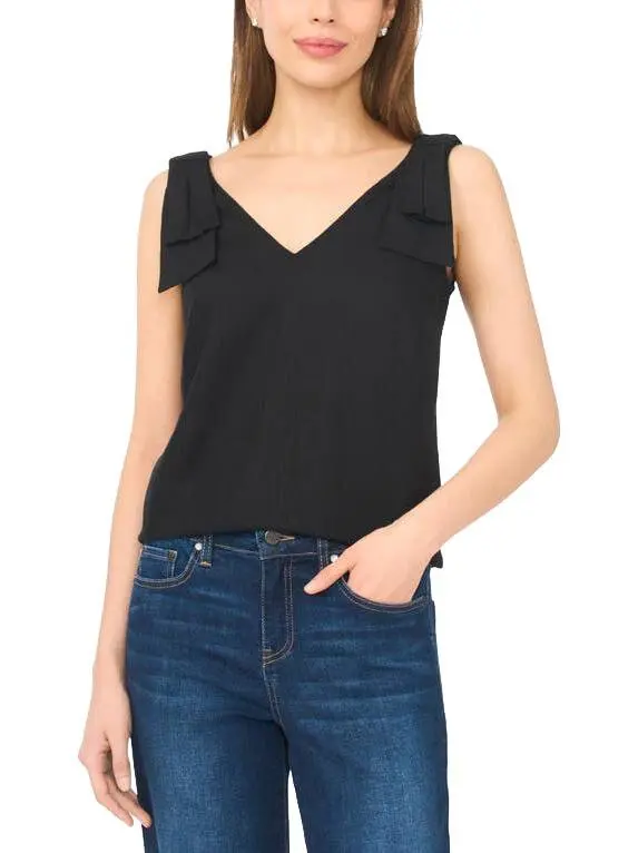 CECE DUPRAZ Bow Shoulder V-neck Tank - Rich Black