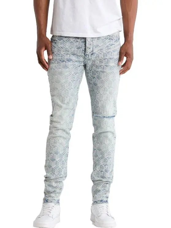 PURPLE BRAND P001 Jacquard Monogram Skinny Jeans - Light Indigo