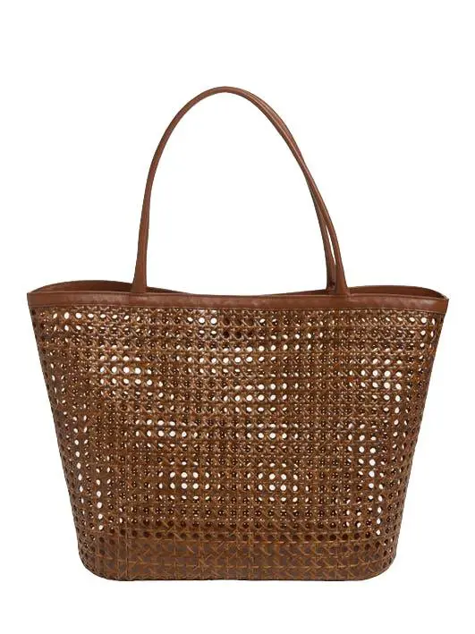 REFORMATION Isabella Woven Rattan Tote - Espresso Rattan
