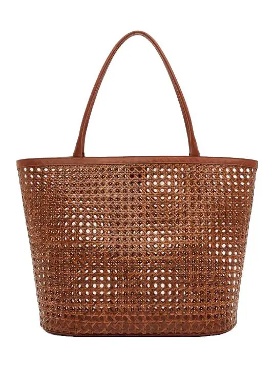 REFORMATION Isabella Woven Rattan Tote - Espresso Rattan