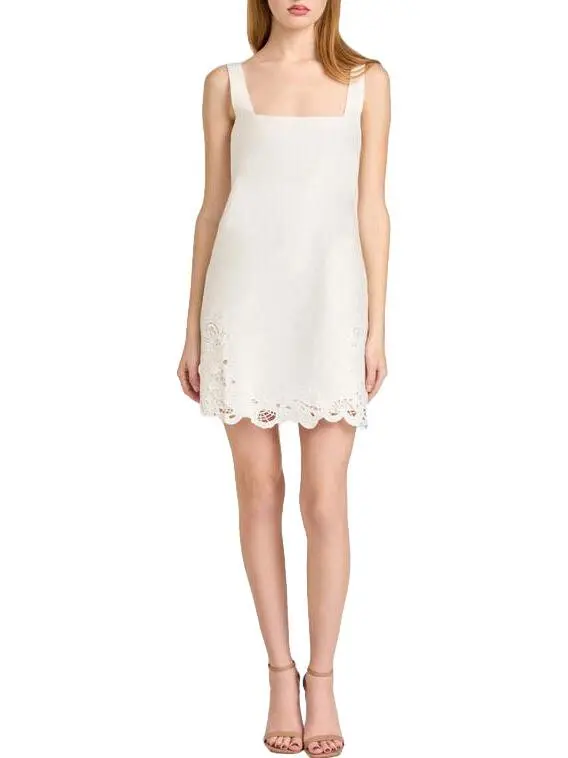 WAYF Katarina Eyelet Embroidered Cotton Mini Dress - Ivory