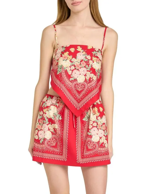 WAYF Luna Floral Scarf Camisole - Red Scarf