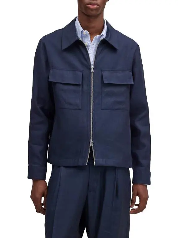 Nn07 Alban 1808 Canvas Zip-up Shirt Jacket - Deep Navy