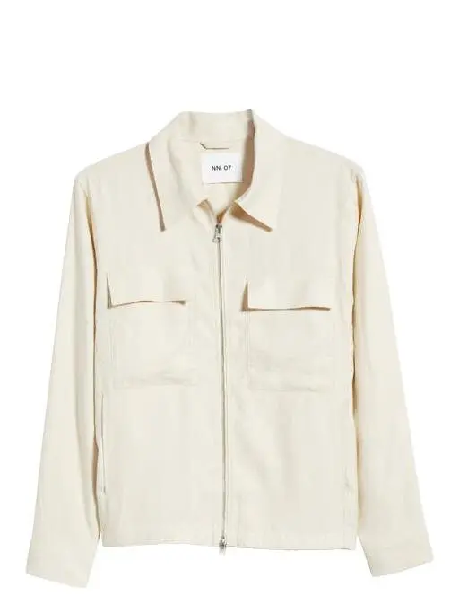 Nn07 Alban 1808 Canvas Zip-up Shirt Jacket - Ivory