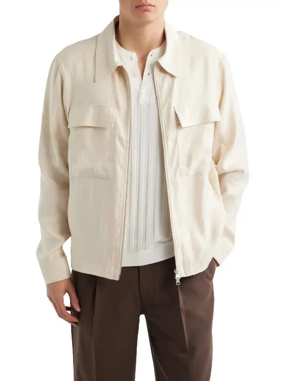 Nn07 Alban 1808 Canvas Zip-up Shirt Jacket - Ivory