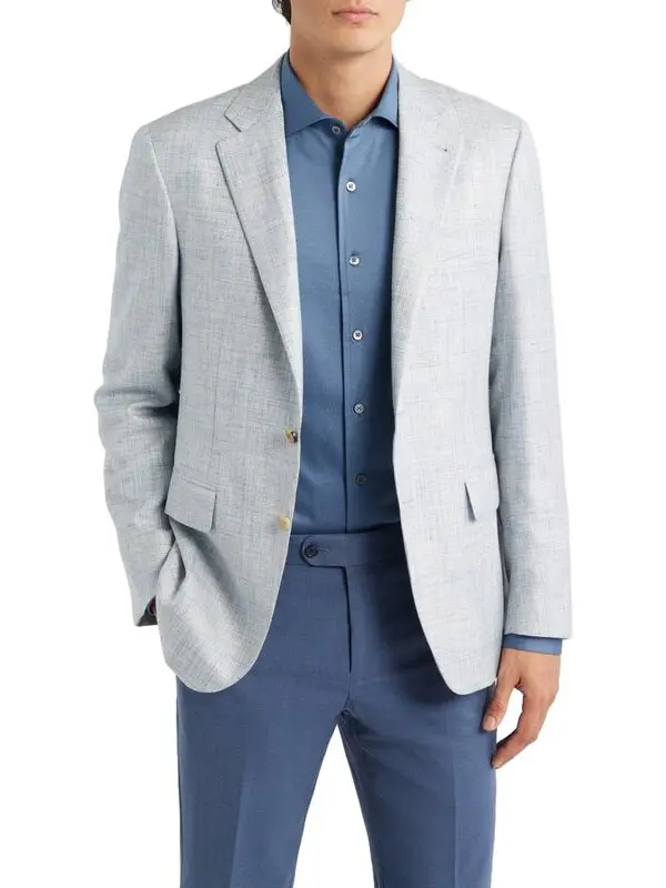 Canali Kei Trim Fit Mélange Wool & Silk Blend Sport Coat - Light Blue