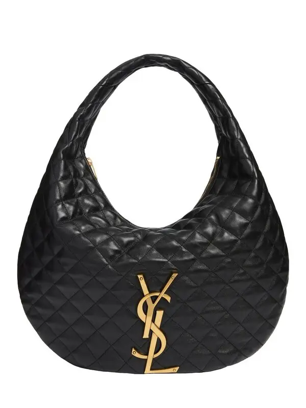 Saint Laurent Icare Quilted Leather Hobo Bag - Noir