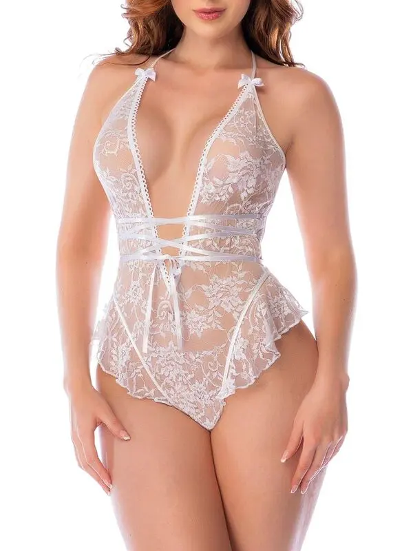 MAPALE Floral Mesh Teddy - White