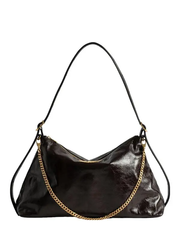 Zadig&Voltaire Jim Patent Leather Shoulder Bag - Brownie