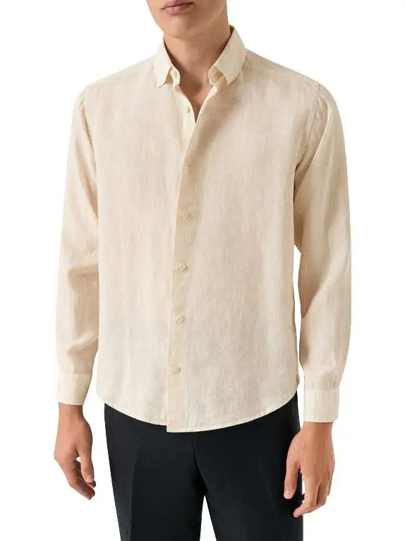 Eton Regular Fit Linen Dress Shirt - Light Beige