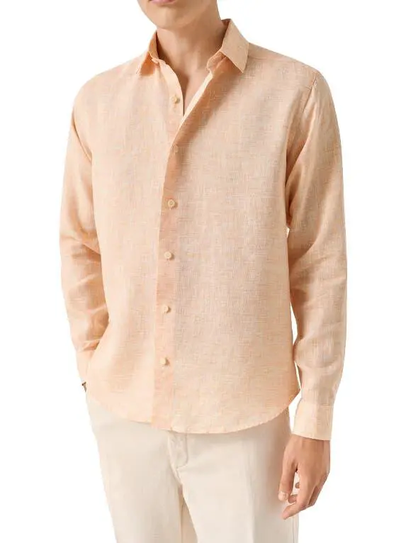 Eton Regular Fit Linen Dress Shirt - Medium Orange