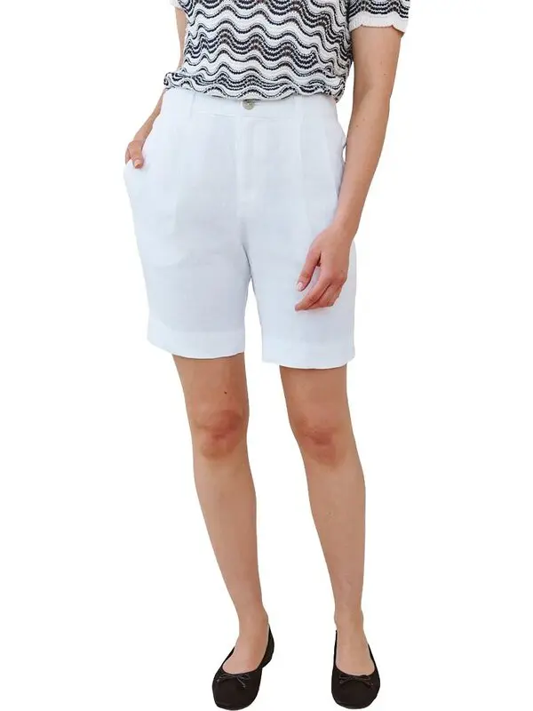 Bella Dahl Pleated Bermuda Shorts - White