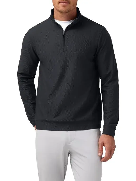 Mizzen+main Easton Textured Quarter-zip Pullover - Black