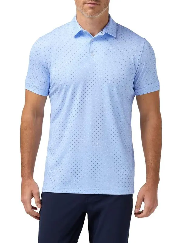 Mizzen+main Versa Trim Fit Performance Golf Polo - Cloud Blue Stacked Geo