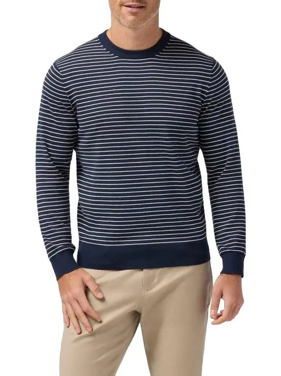 Mizzen+main Ashe Stripe Crewneck Sweater - Navy Pearl White Stripe