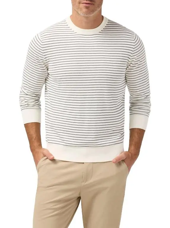 Mizzen+main Ashe Stripe Crewneck Sweater - Pearl White Navy Stripe