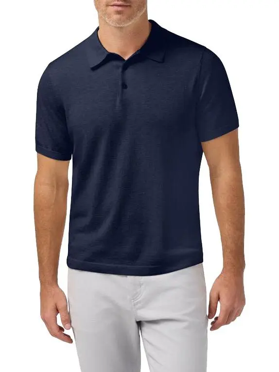 Mizzen+main Ashe Cotton Blend Performance Sweater Polo - Navy