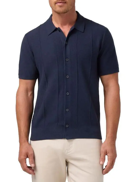 Mizzen+main Cotton Blend Performance Button-up Sweater - Navy