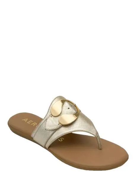 Aerosoles Minimalist Flip-flops - Soft Gold Fx Saffiano