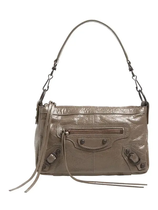 Balenciaga Mini Le City Moto Leather Shoulder Bag - 3258 Army Green