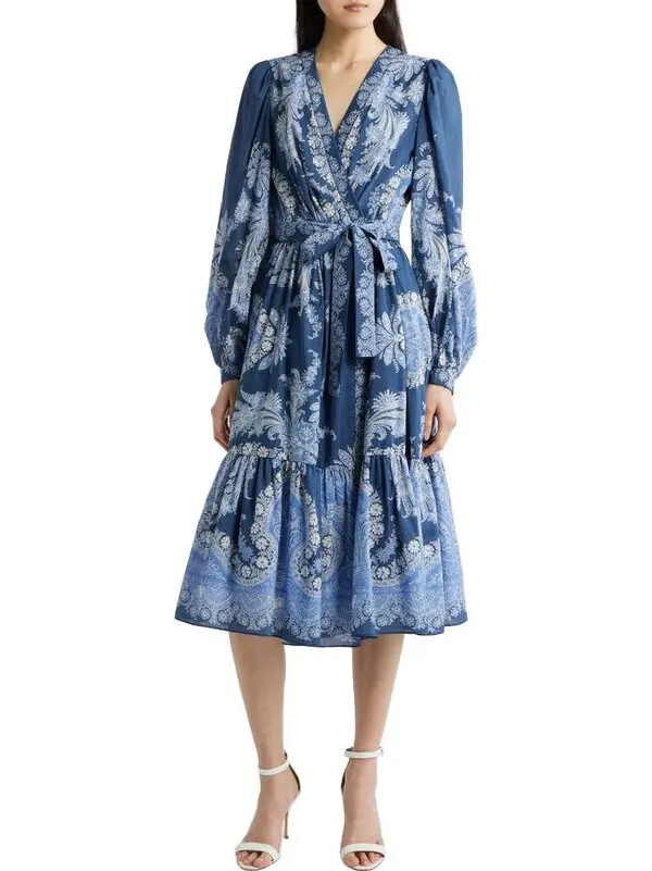Kobi Halperin Kai Print Long Sleeve Midi Dress - Midnight Multi
