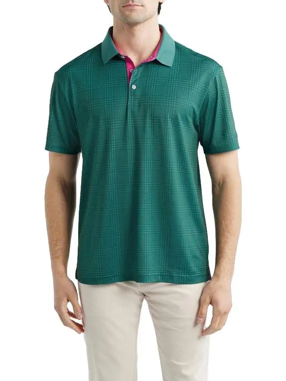 SWANNIES Bobby Check Performance Golf Polo - Forest